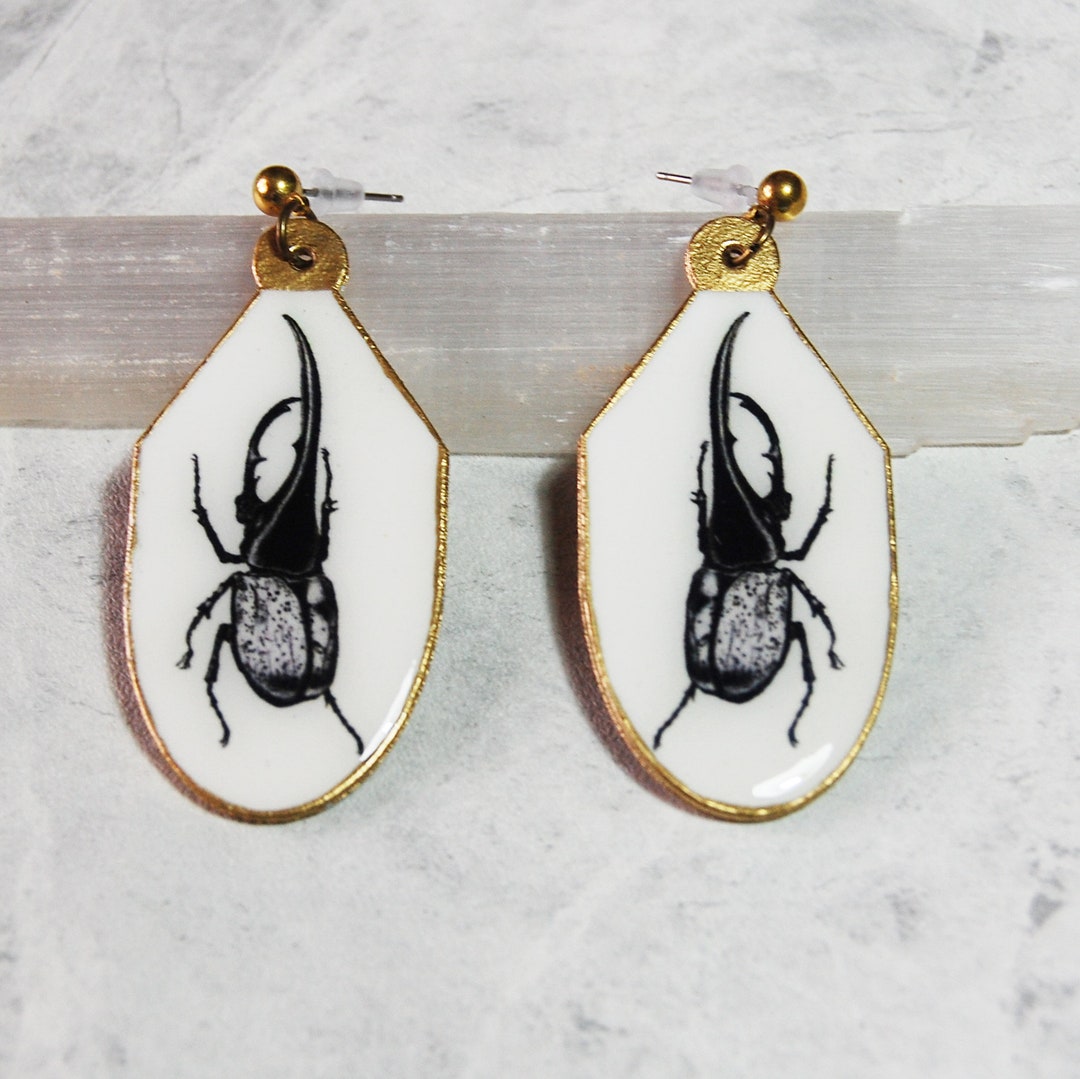 Statement Beetle Earrings, Nature Insect Earrings, Gothic Beetle ...