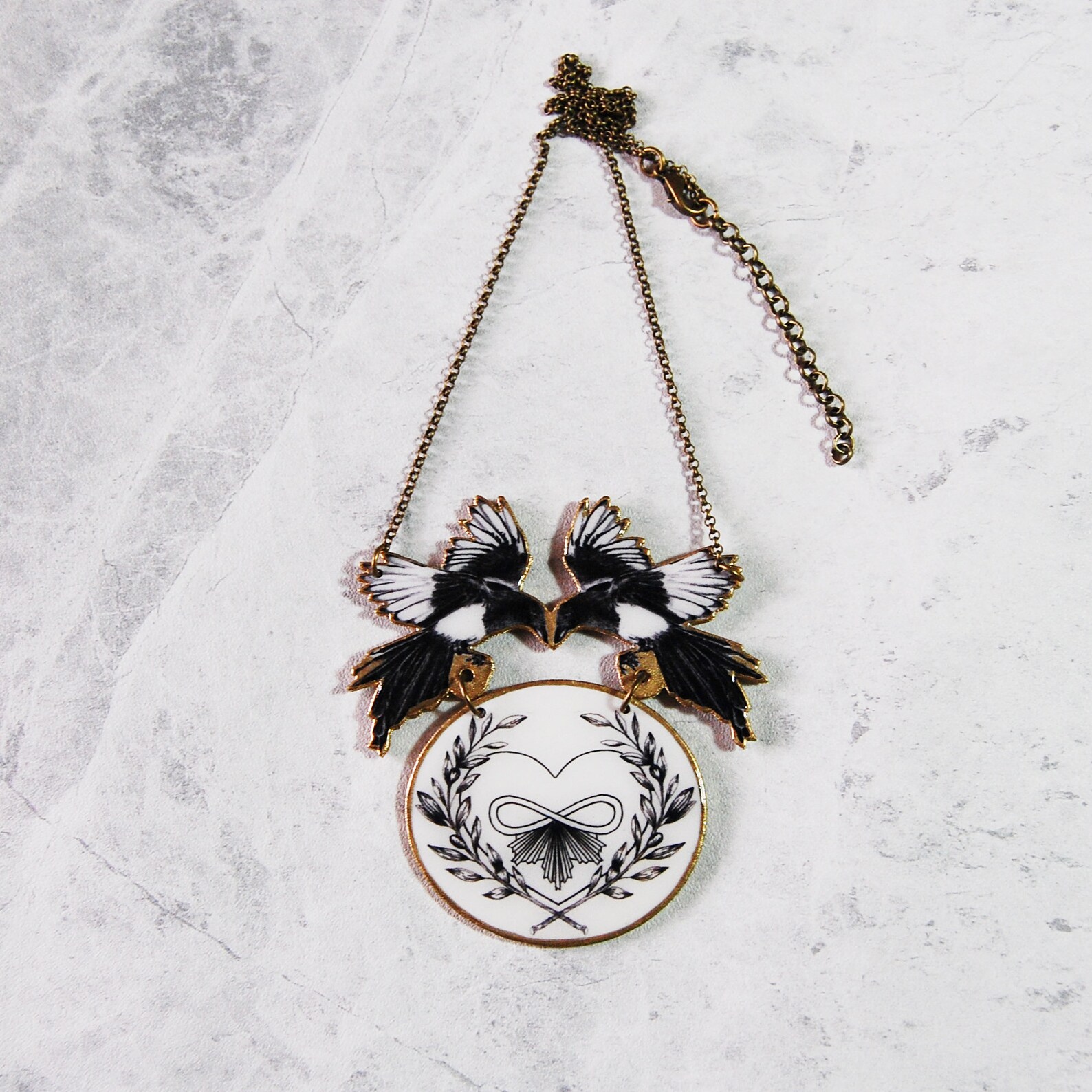 Magpie Witch Necklace Magpies Love Heart Birds Flyingsacred - Etsy