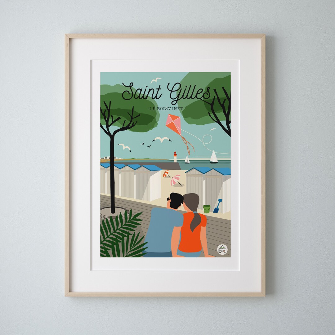Affiche SAINT GILLES Croix de Vie 30x40cm. Série Bain de Mer - Etsy France