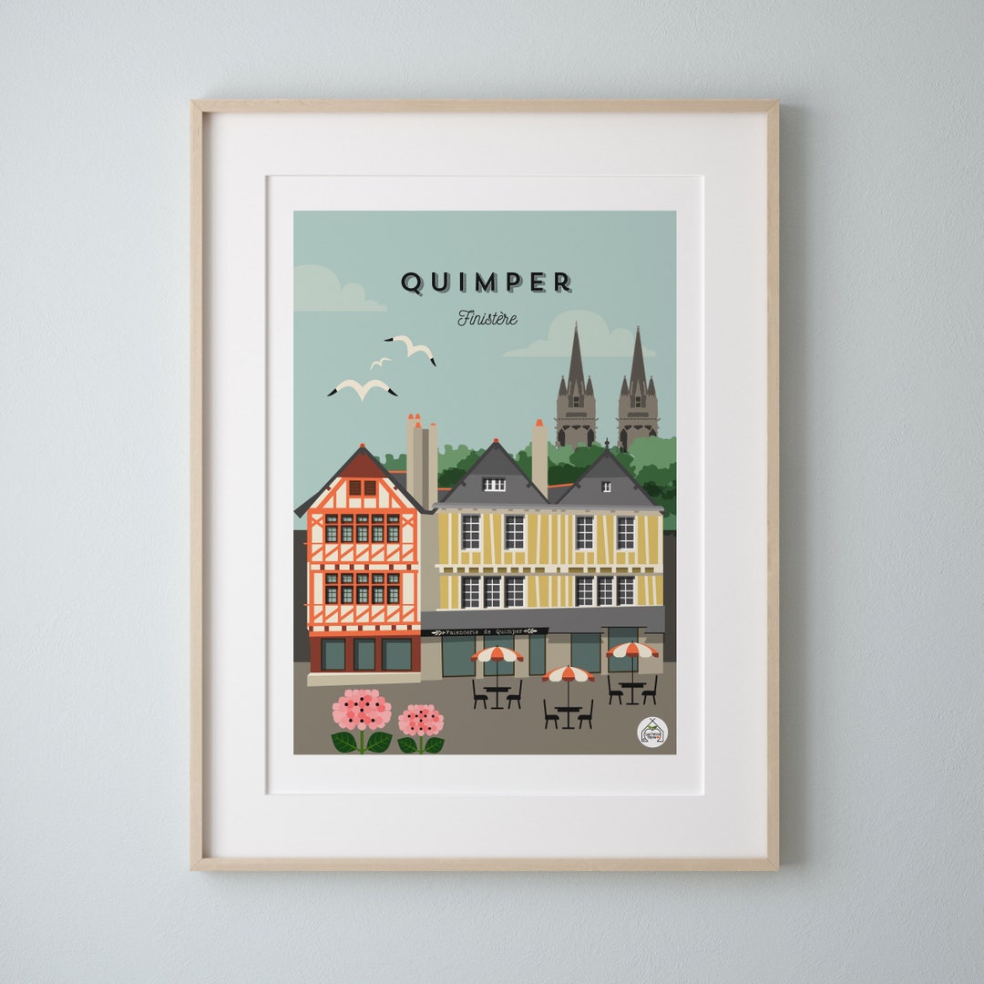 Poster quimper 30x40cm Finistère / Douce France Series - Etsy