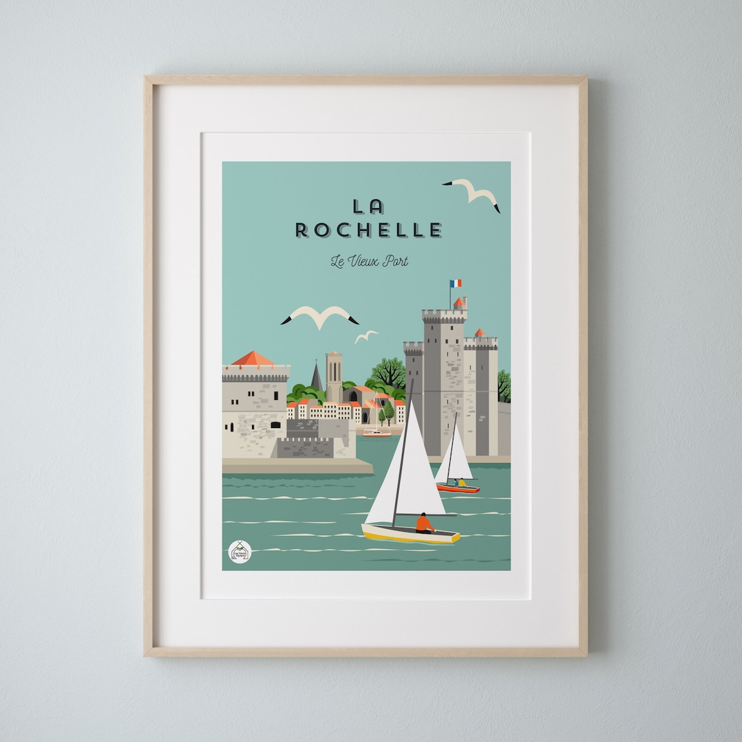 Vintage Poster LA ROCHELLE 30x40cm Le Vieux Port/ Serie Douce France - Etsy