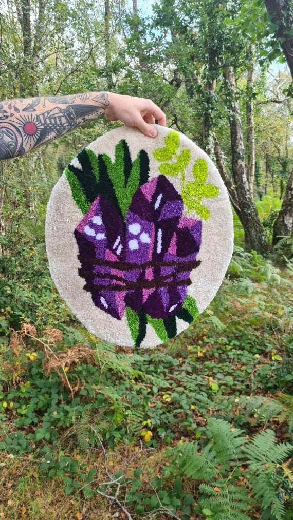 Purple Crystal Handmade Tufted Rug Witchcore Witch - Etsy