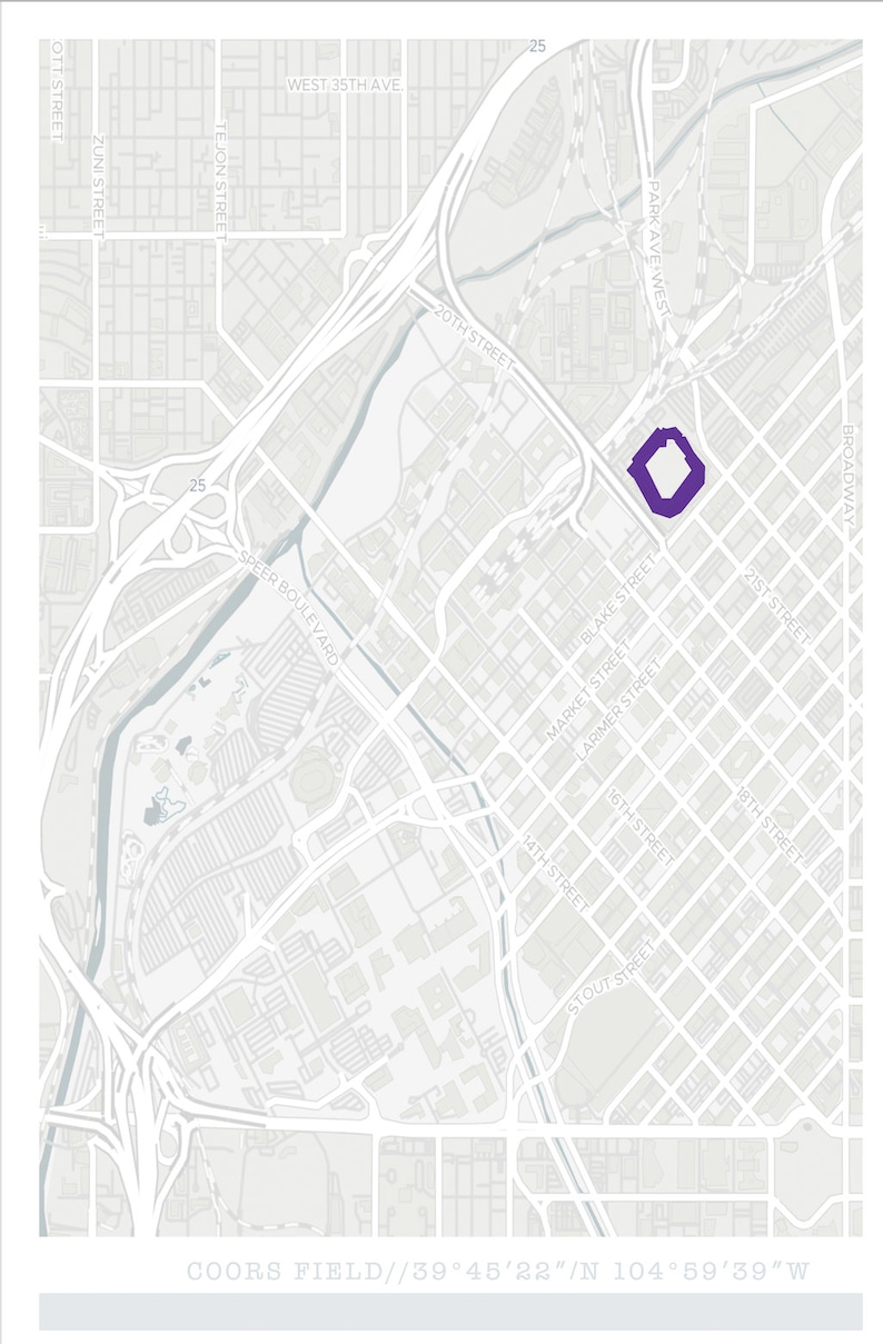 Coors Field Stadium Map Coors Field Map Art Map - Etsy Finland