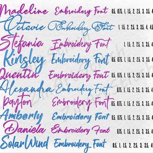 Embroidery Font Pack, 10 Script Alphabet Designs, 7-9 Sizes (BX Format ...