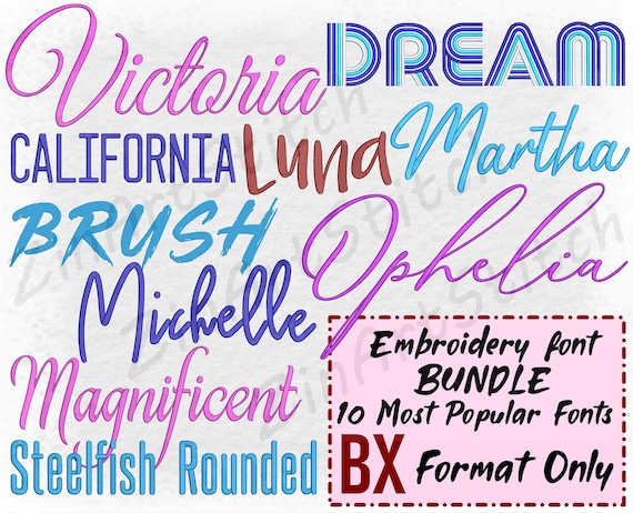 Bundle 10 Best Sellers Embroidery Fonts Embroidery Fonts Pack - Etsy