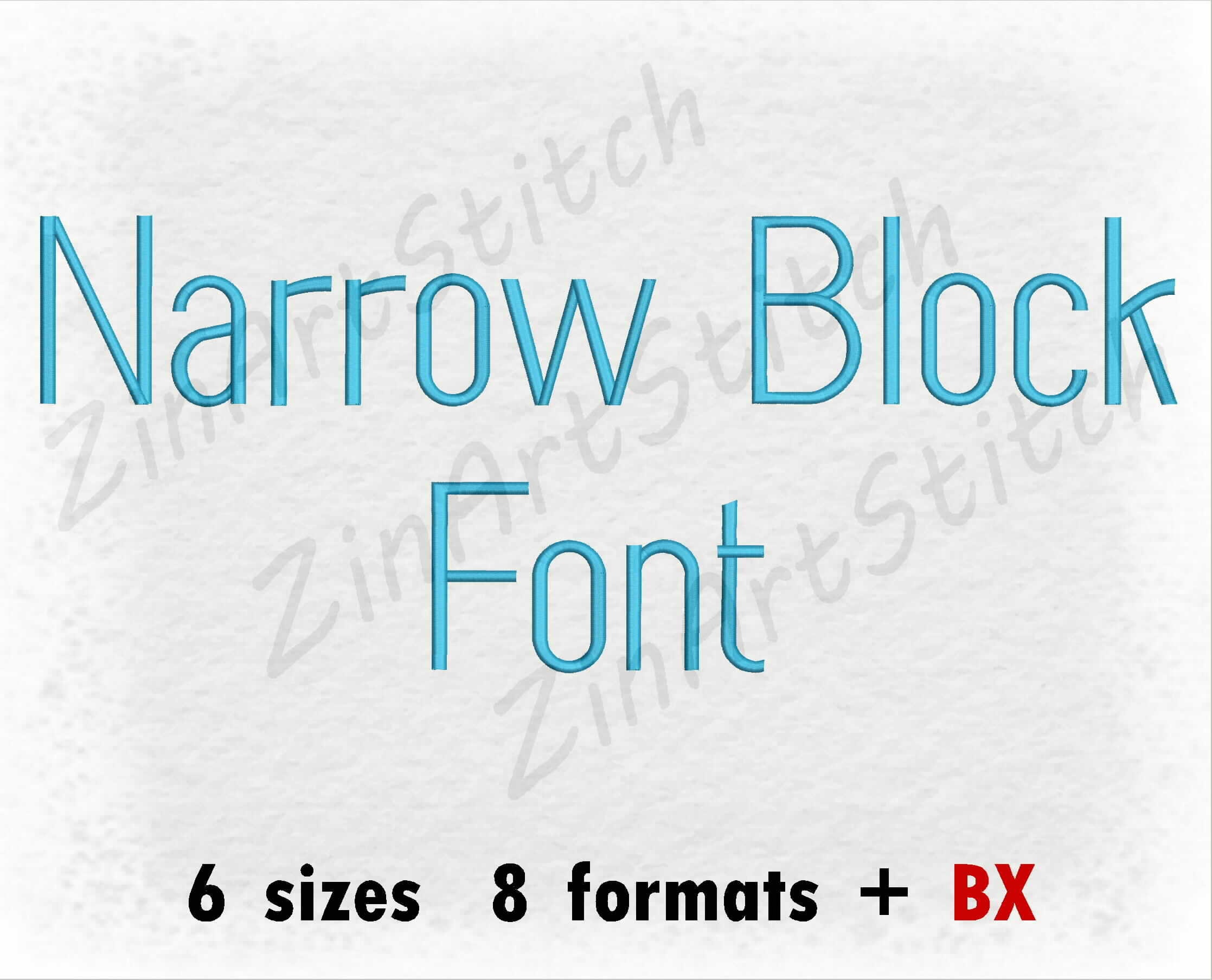 Narrow Block Font Machine Embroidery Design Instant Download Monogram ...