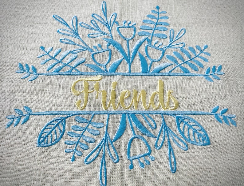 Flower Split Frame Embroidery Design, Floral Border (digital Download ...