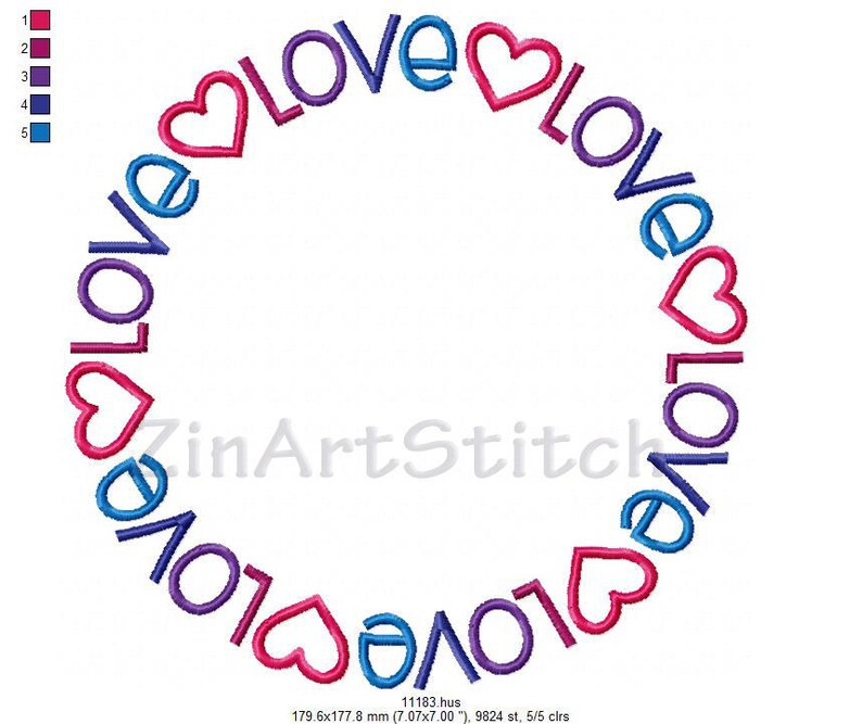 LOVE Monogram Border Embroidery Design Frame Border Embroidery | Etsy
