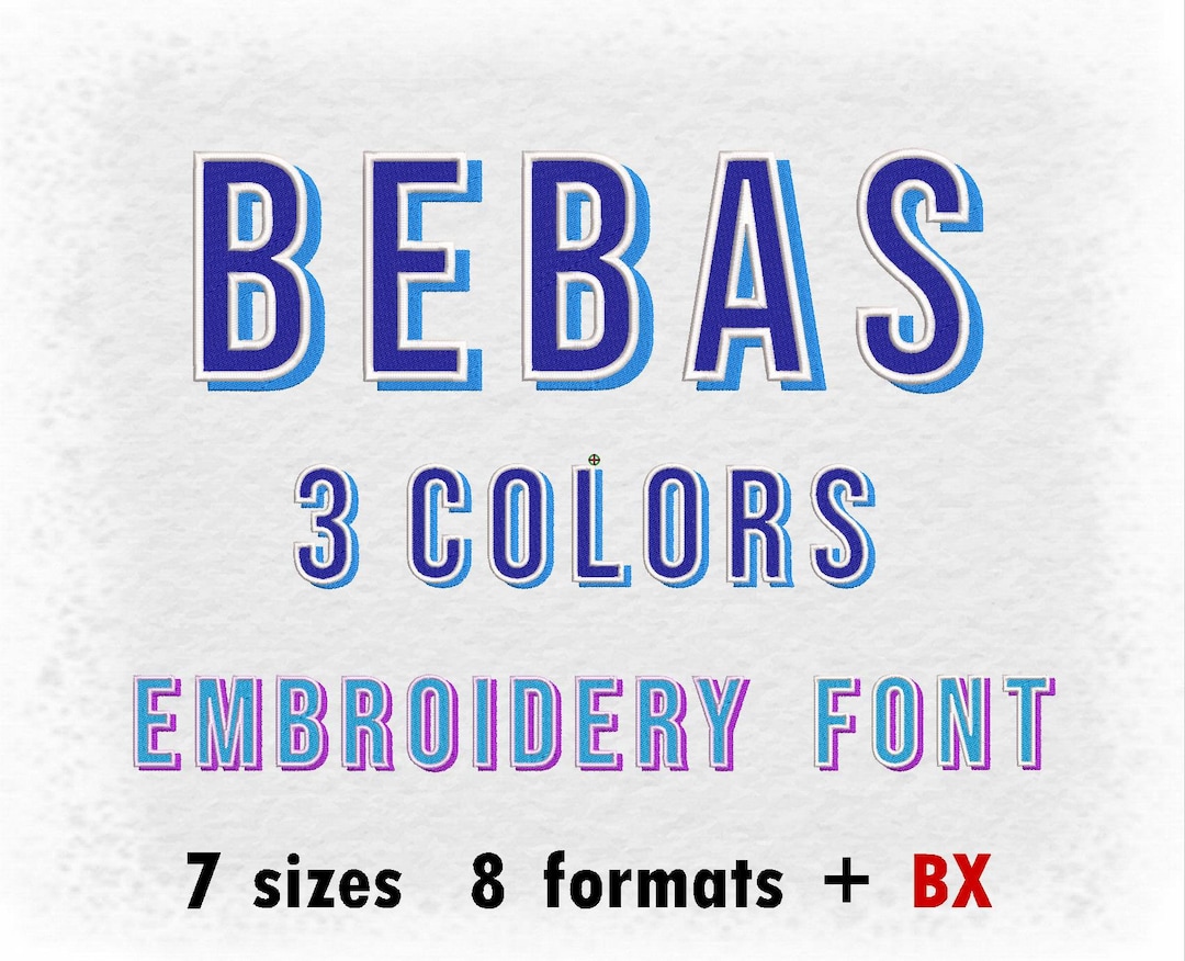 Bebas 3 Colors Embroidery Font - Embroidery Design - Punctuations and ...