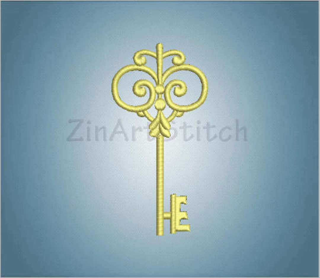 Vintage Key Machine Embroidery Design Instant Download - Key 3 Sizes 8 ...