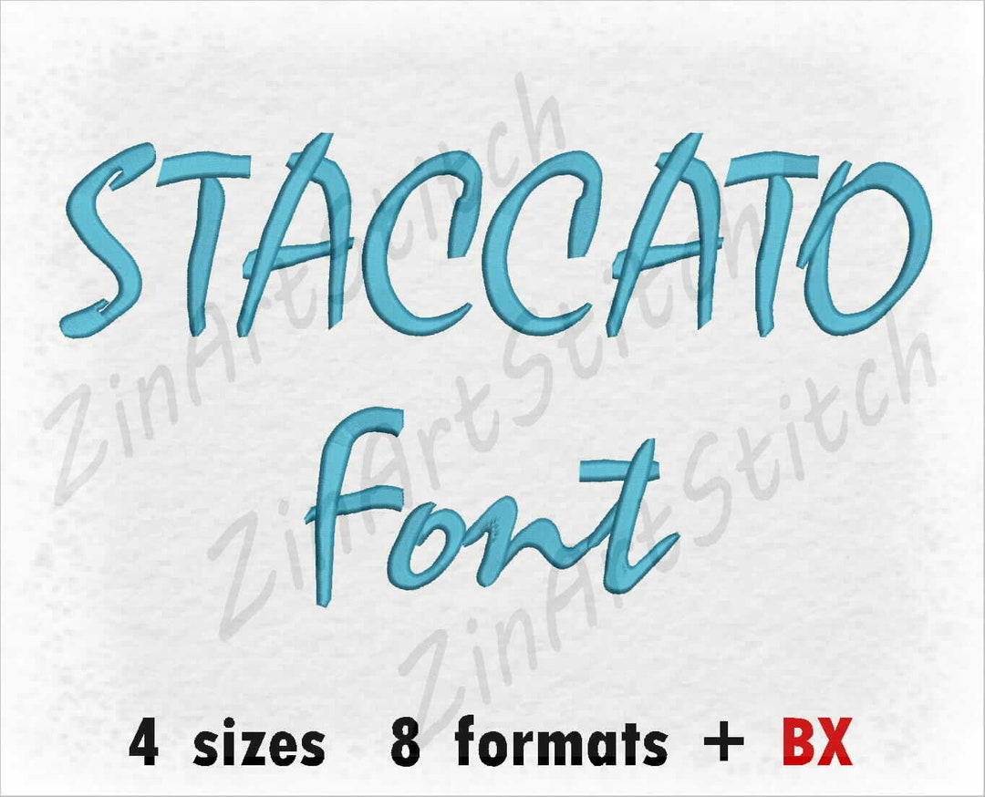 Embroidery Font Staccato Design Monogram Alphabet 4 Sizes 8 Formats BX ...