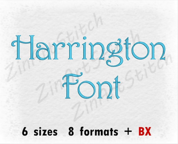 Harrington Embroidery Font Machine Embroidery Design Instant | Etsy