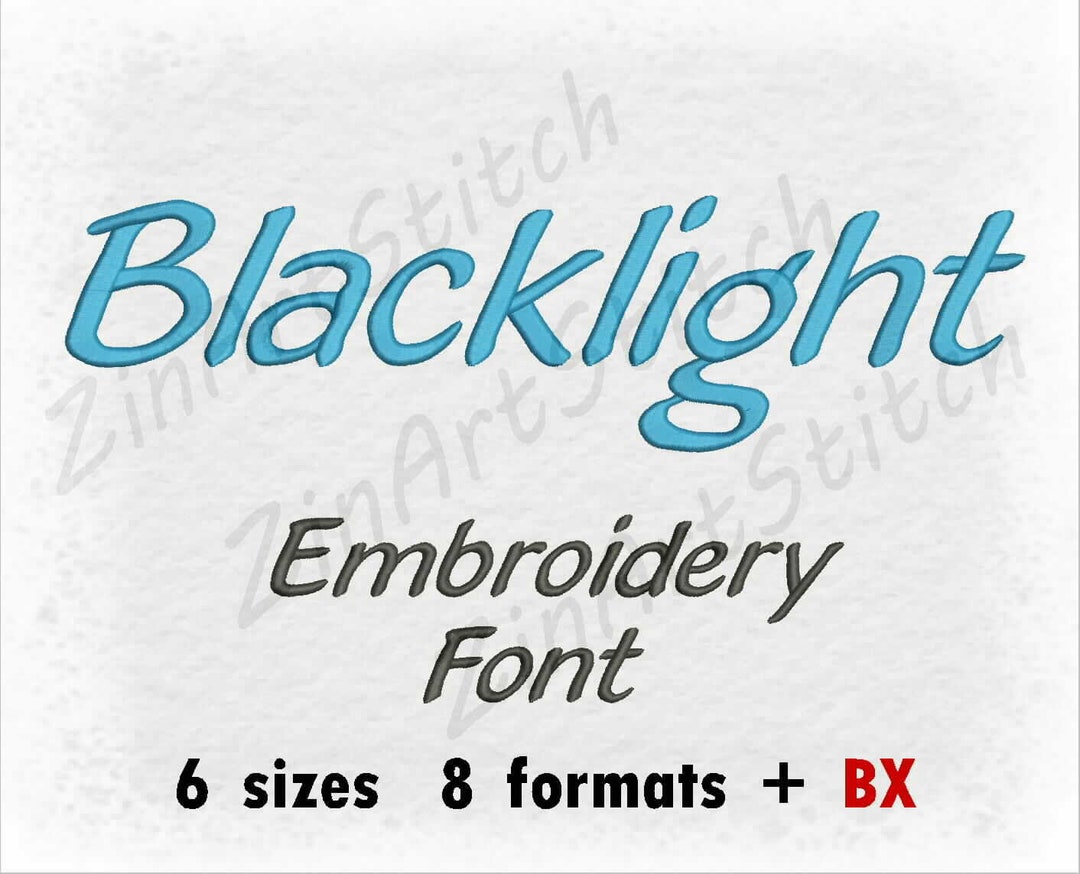 Blacklight Embroidery Font Machine Embroidery Design Alphabet Instant Download 6 Sizes 8 Formats ...
