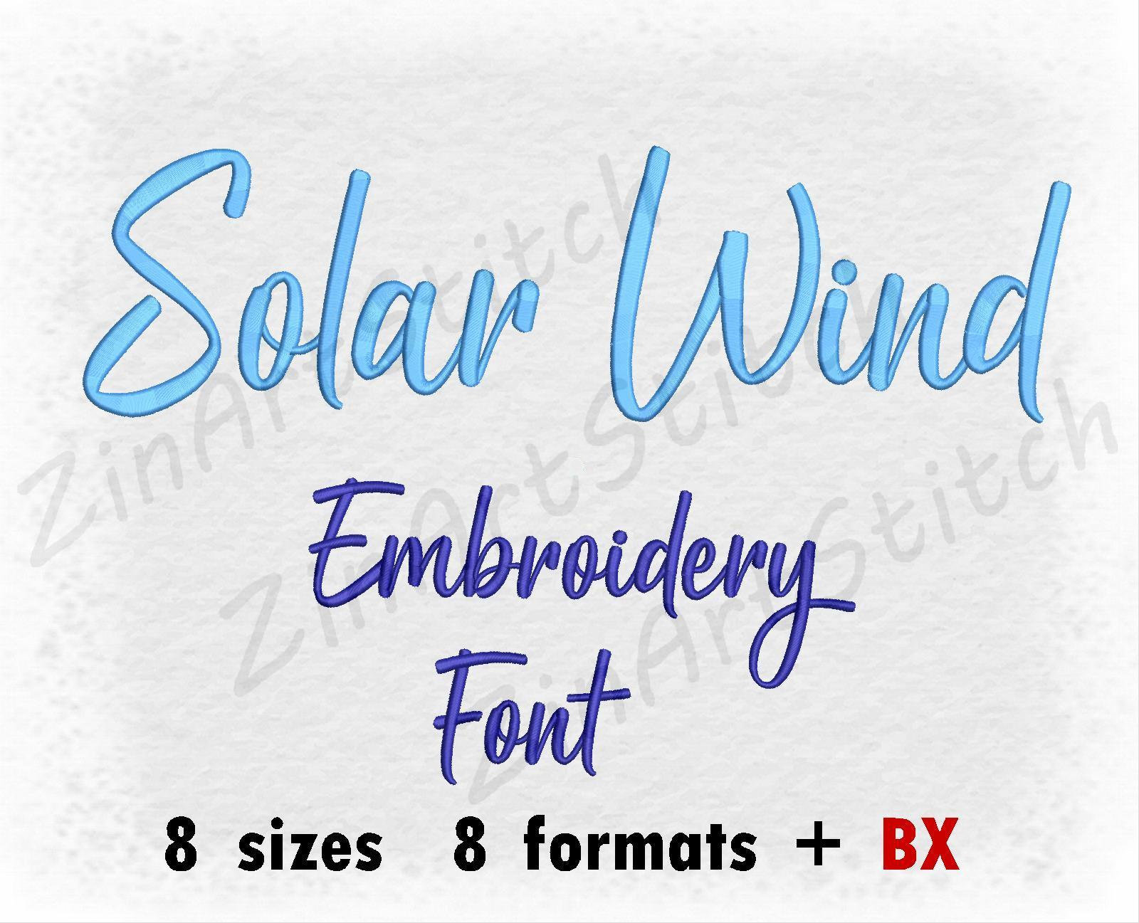 Solar Wind Script Embroidery Font Machine Embroidery Design - Etsy