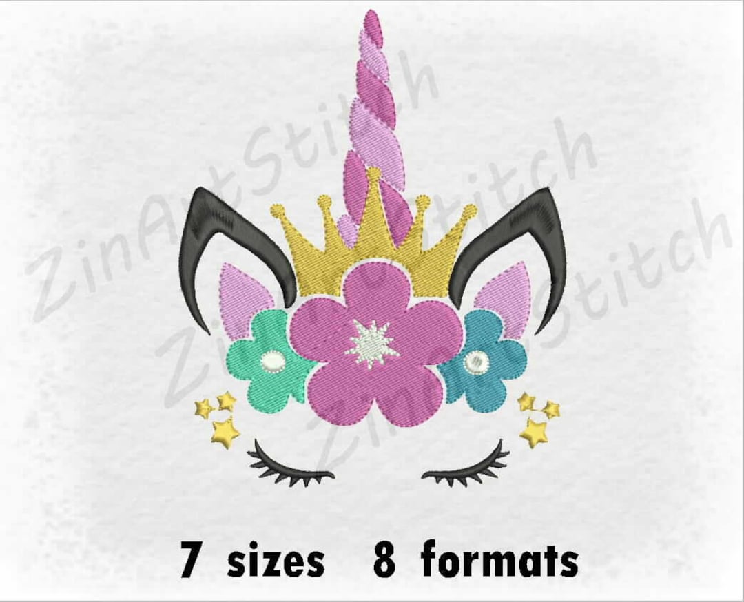 Unicorn Embroidery Design Unicorn Face Design Girly Unicorn Embroidery ...