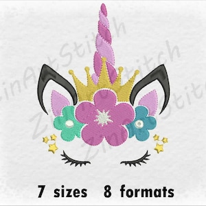 Unicorn Embroidery Design Unicorn Face Design Girly Unicorn Embroidery ...
