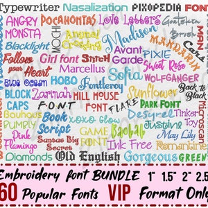 60 Embroidery Fonts Bundle Package Embroidery Fonts Pack Instant ...