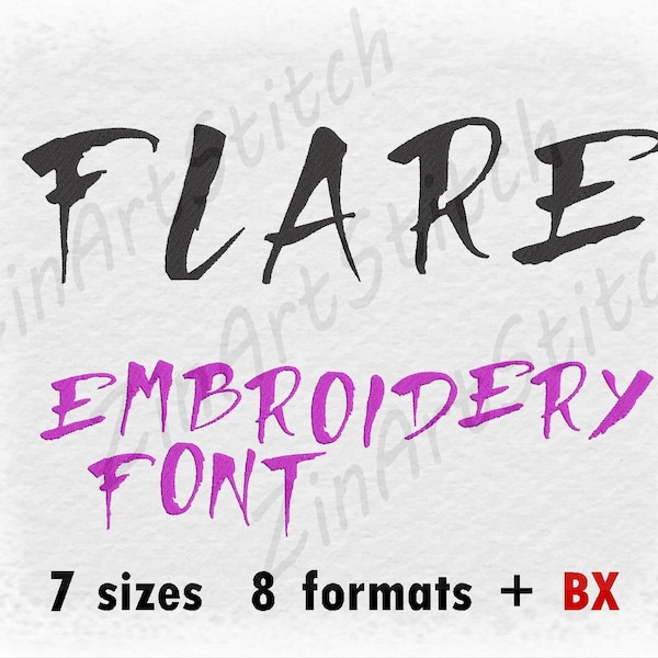 Flare Embroidery Font - Etsy