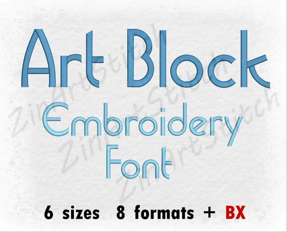 Art Block Embroidery Font Machine Embroidery Design Instant - Etsy