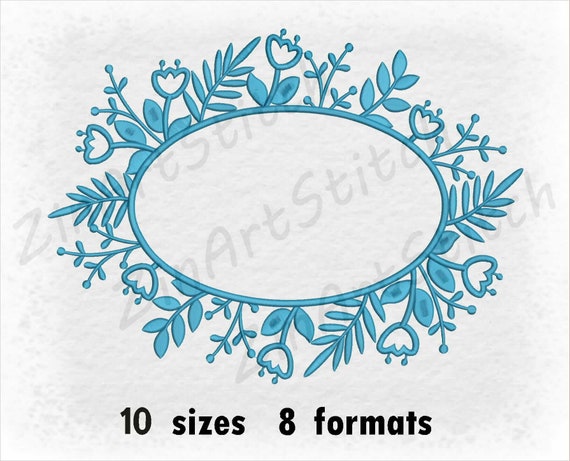 Flower Frame Monogram Border Embroidery Design Embroidery | Etsy