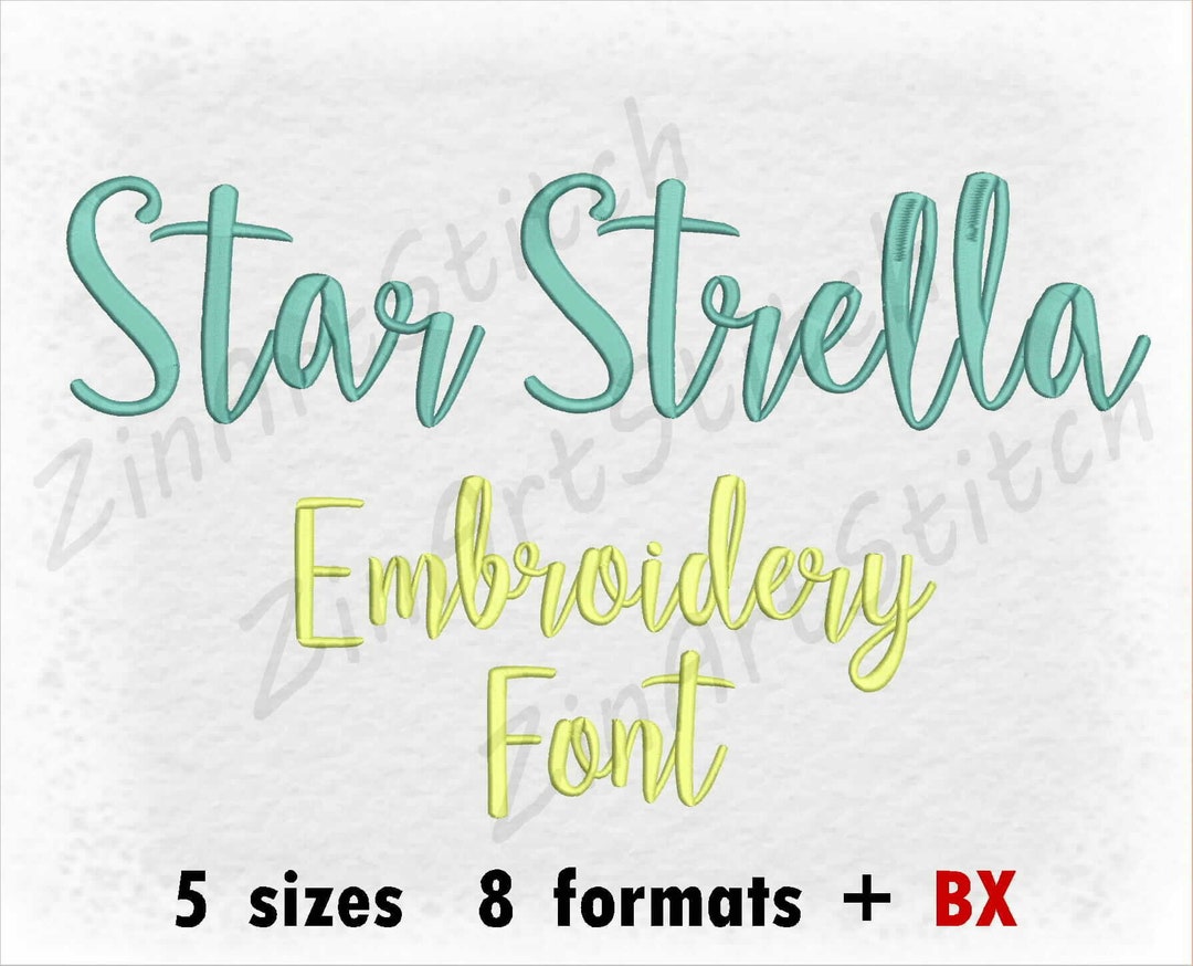 Star Strella Embroidery Font, Machine Embroidery Design, Instant ...