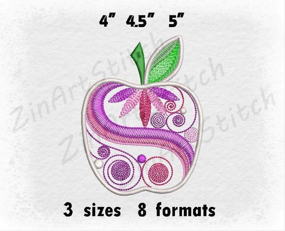 Decorative Apple Embroidery Design Embroidery Machine Instant - Etsy