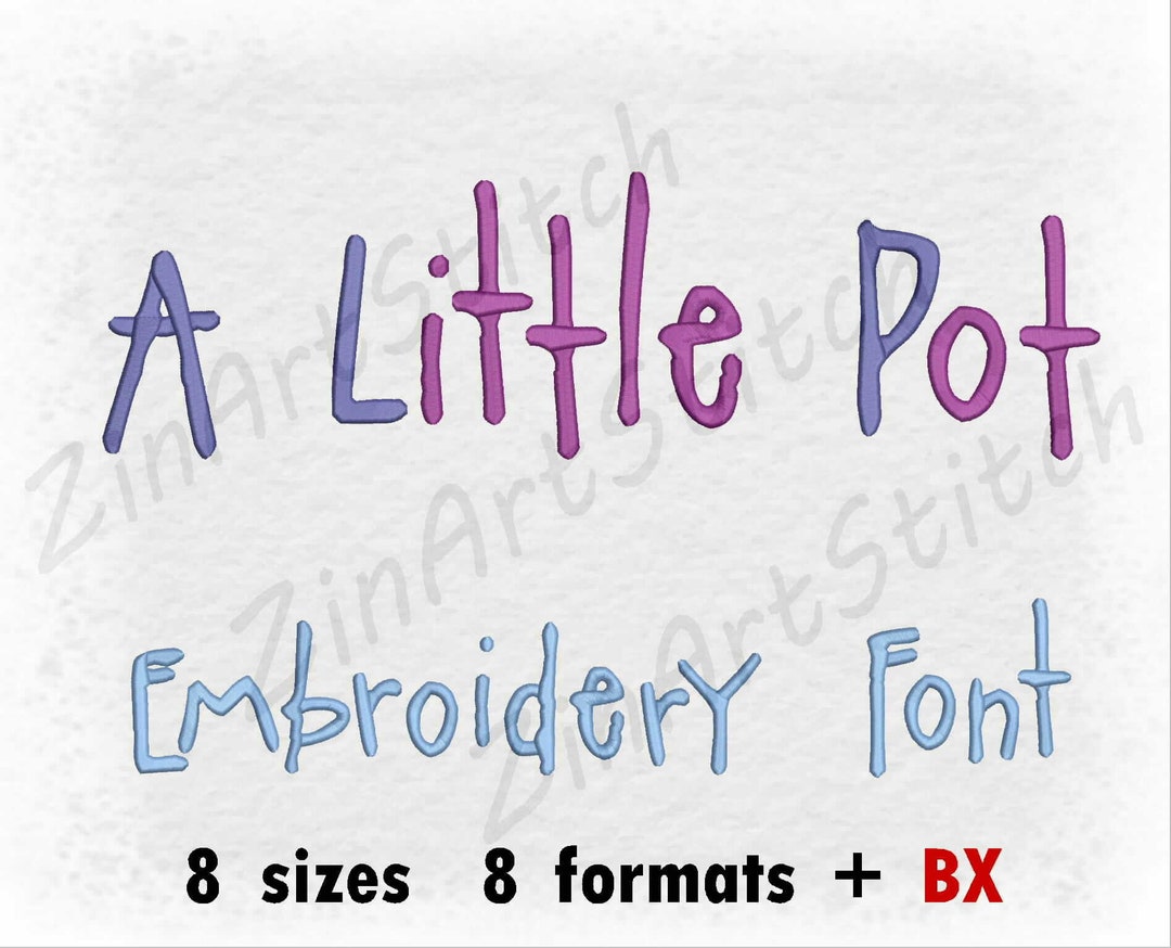 A Little Pot Embroidery Font - Machine Embroidery Design - Instant ...