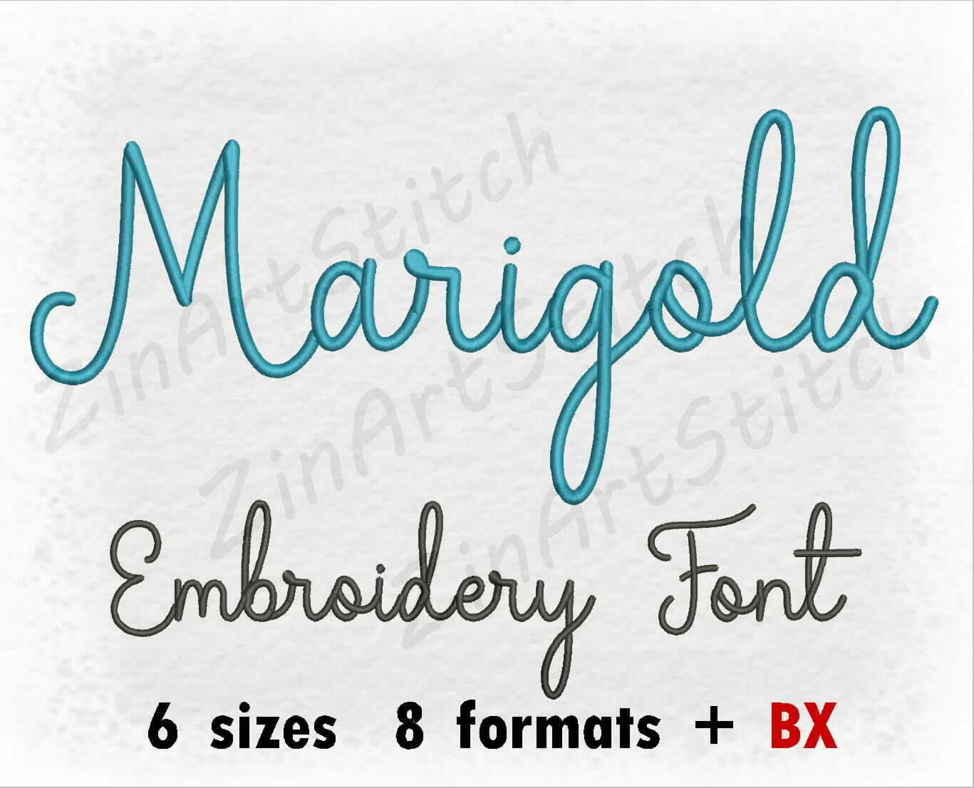 Marigold Embroidery Font Machine Embroidery Design Instant | Etsy