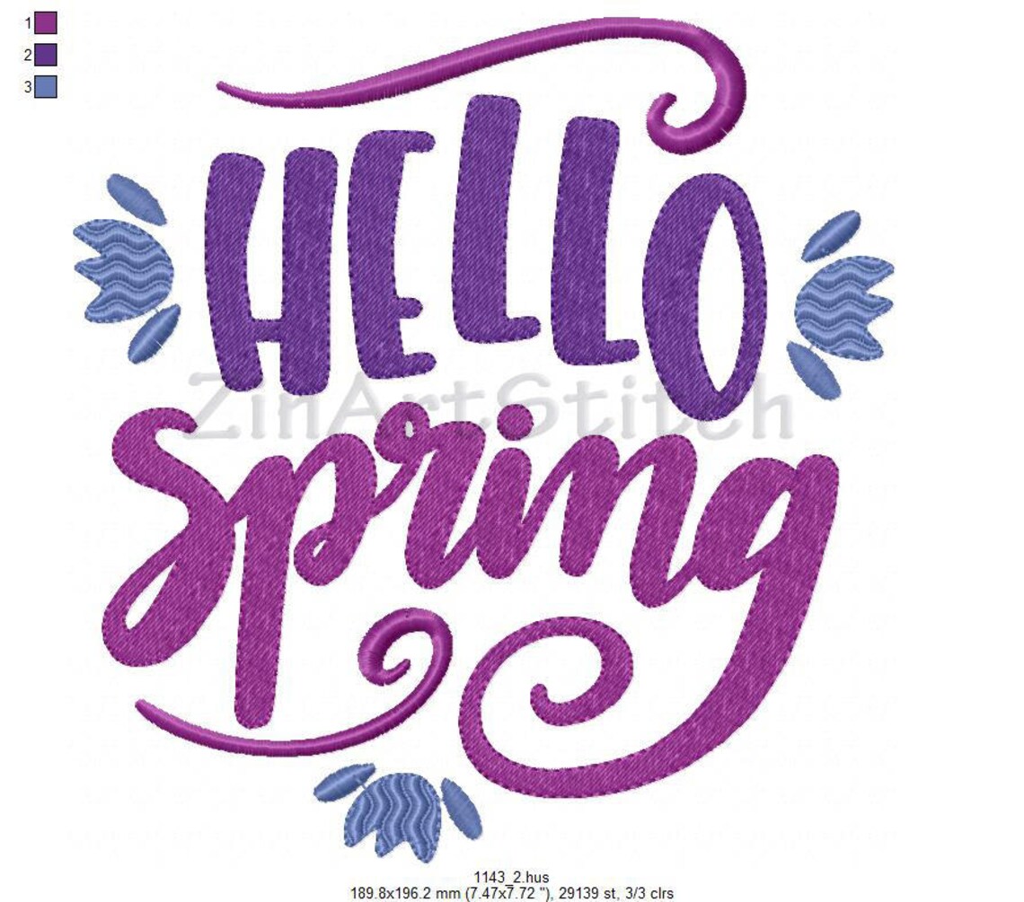 Hello Spring Embroidery Design 8 Sizes 8 Formats DST PES JEF | Etsy