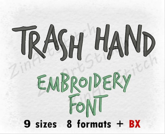 Trash Hand Embroidery Font Embroidery Design Monogram Alphabet | Etsy