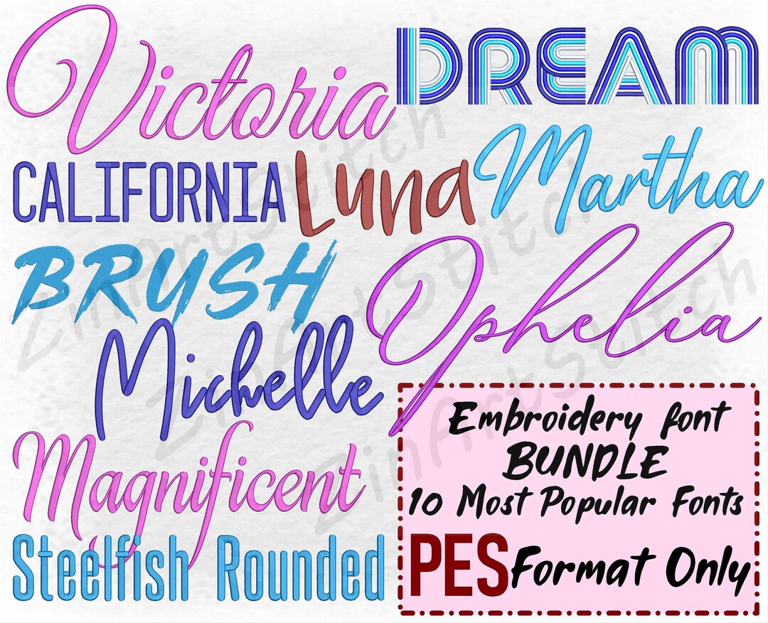 Bundle 10 Best Sellers Embroidery Fonts Embroidery Fonts Pack Instant ...