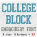 College Block Embroidery Font Machine Embroidery Design | Etsy