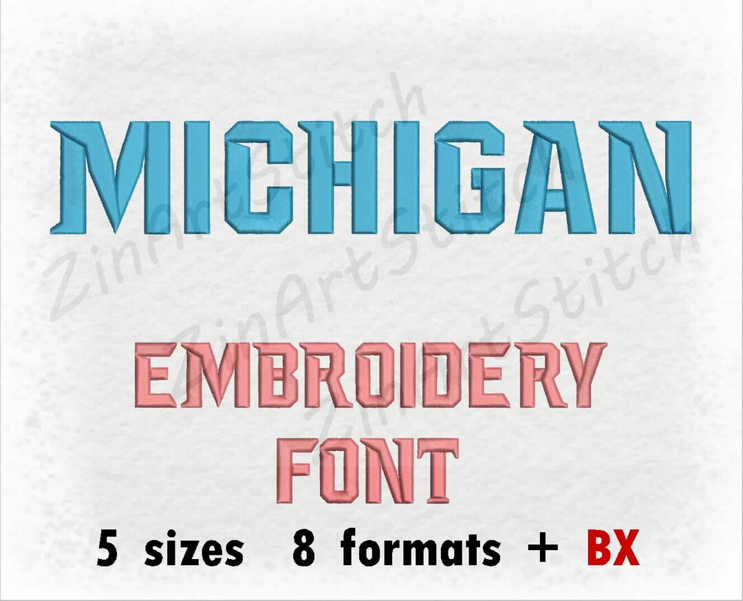 Michigan Embroidery Font, Machine Embroidery Design, Instant Download ...