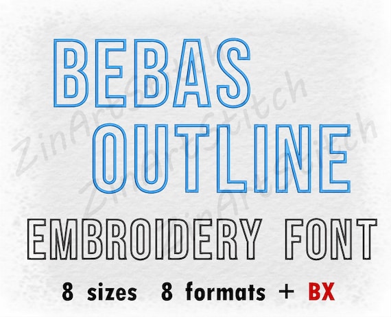 Font Bebas Bebas Outline Embroidery Schriftart Maschine Embroidery