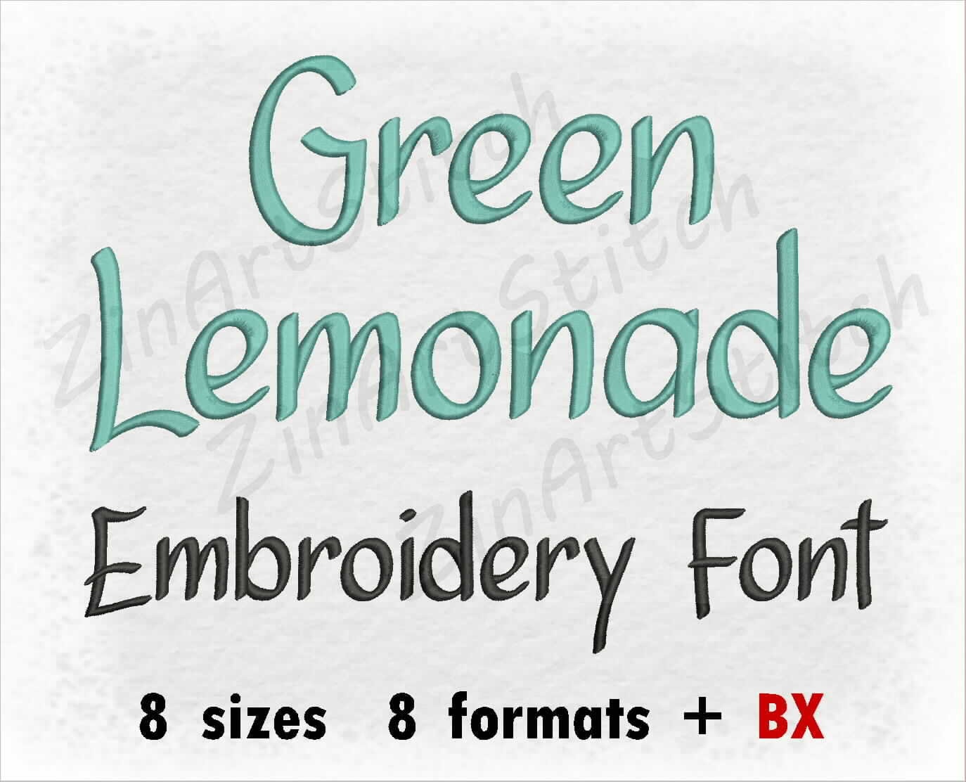 Green Lemonade Embroidery Font - Machine Embroidery Design - Alphabet ...