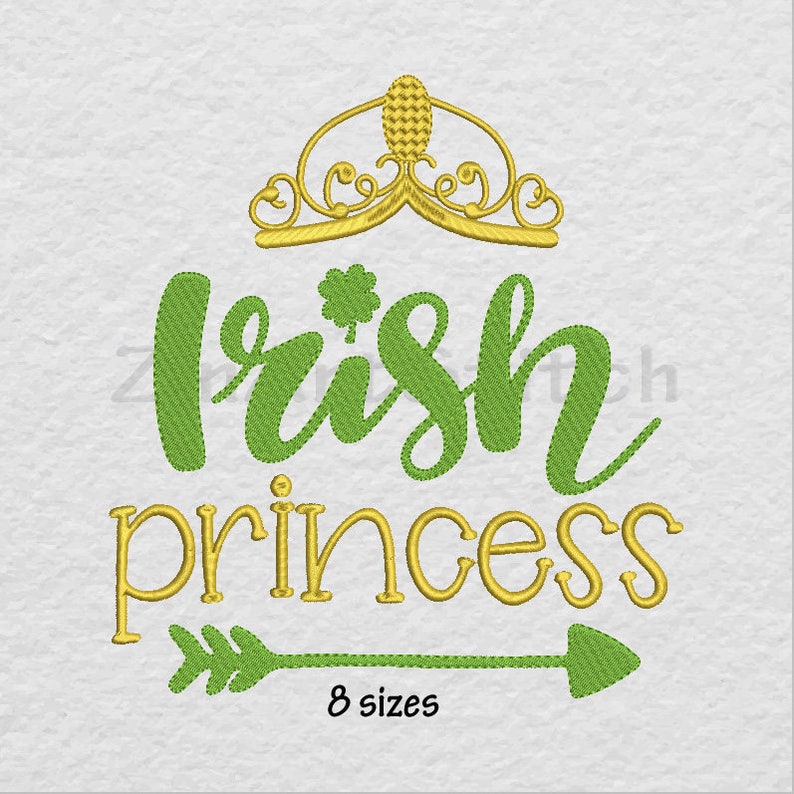 Irish Princess Embroidery Design, St. Patrick's Day (digital Files) - Etsy