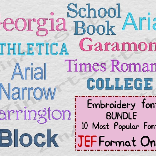 Embroidery Fonts Pack 10 Best Sellers Embroidery Fonts Bundle - Etsy