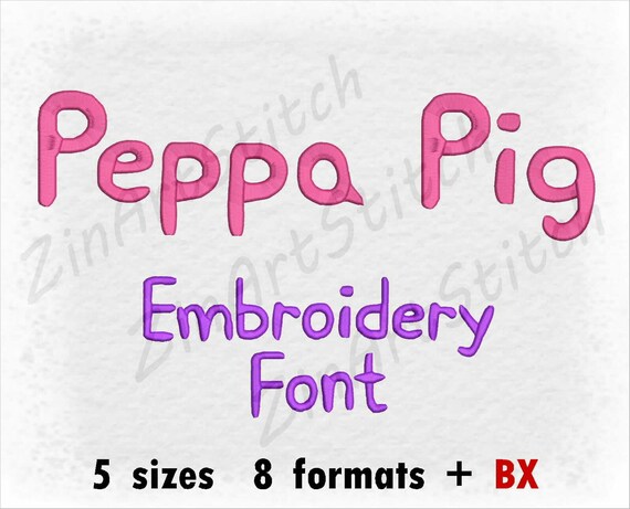 Peppa Pig Embroidery Font Machine Embroidery Design Instant | Etsy