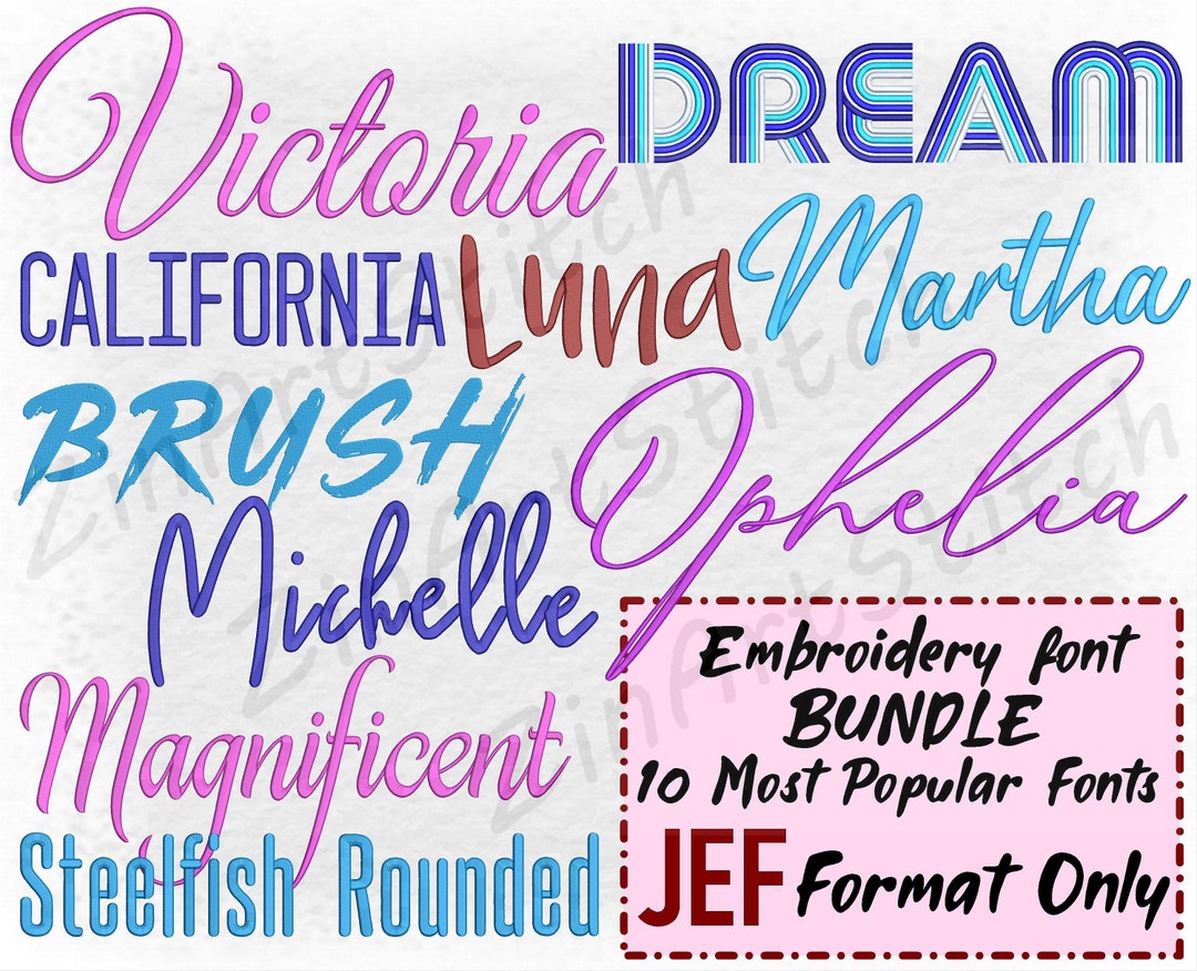 Bundle 10 Best Sellers Embroidery Fonts Embroidery Fonts Pack Instant ...