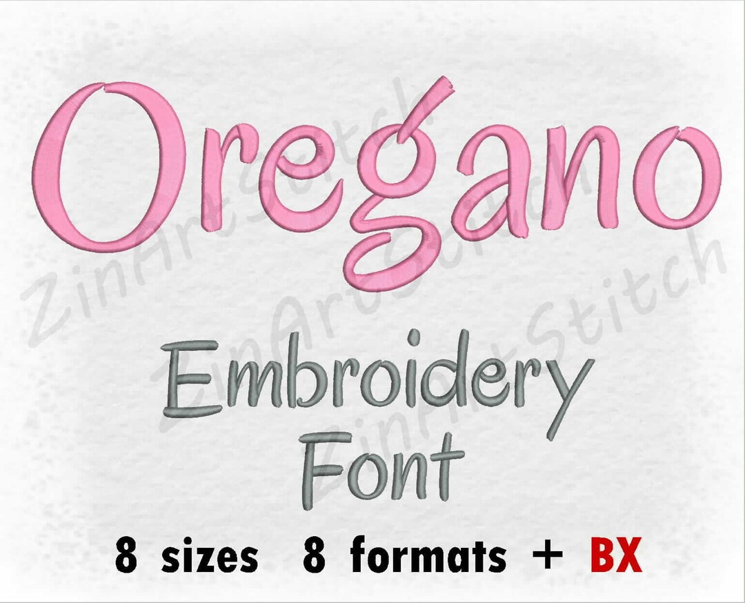 Oregano Embroidery Font - Machine Embroidery Design - Instant Download ...