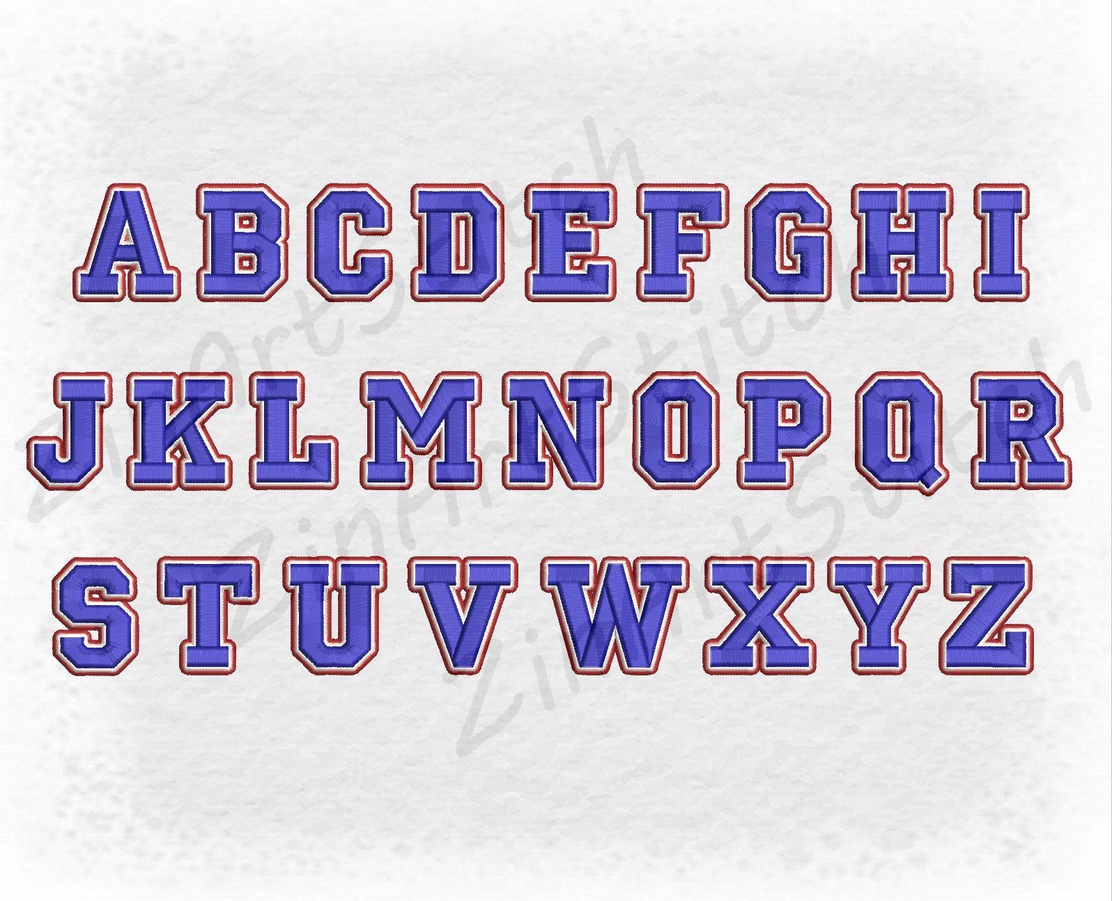 College 3 Colors 2 Outlines Satin Stitch Embroidery Font - Etsy