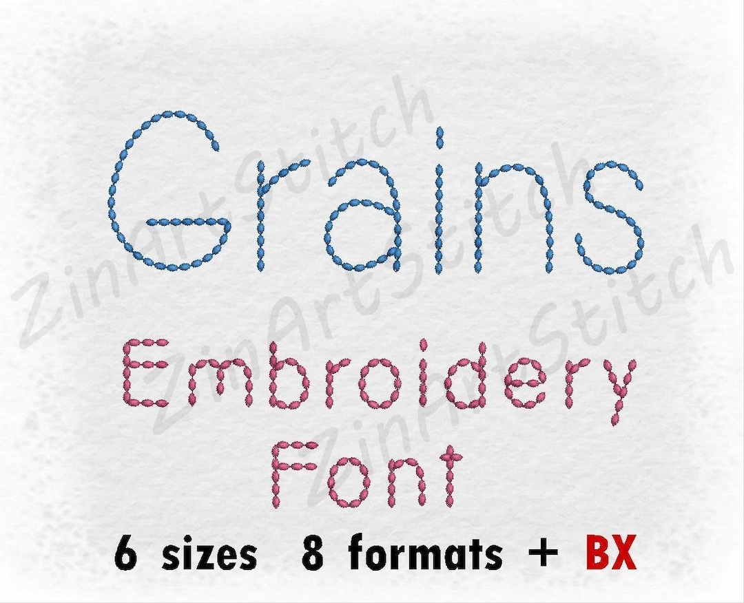 Grains Embroidery Font - Machine Embroidery Design - Instant Download ...