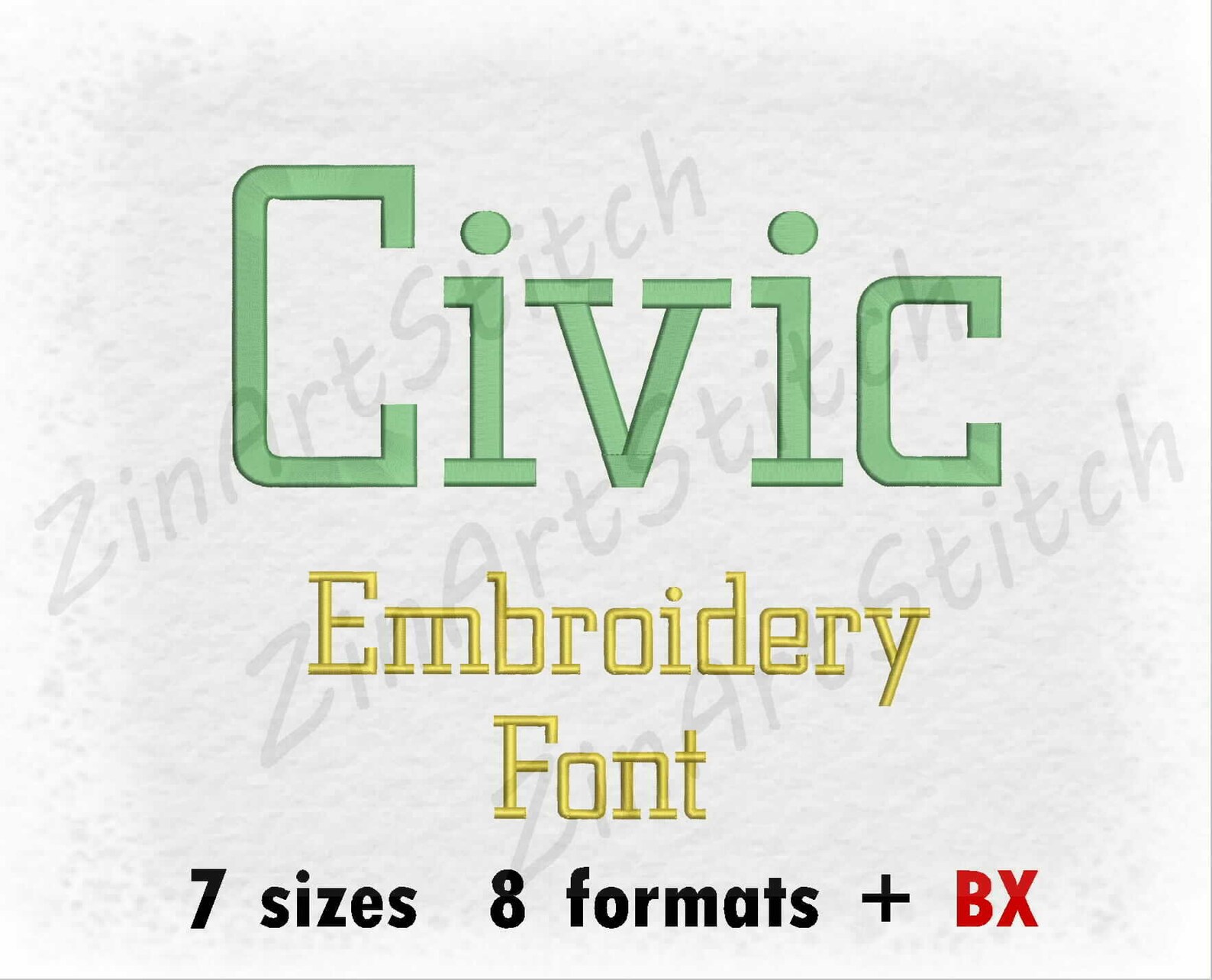 Civic Embroidery Font Machine Embroidery Design Alphabet | Etsy