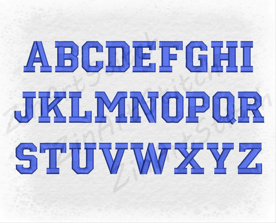 College Embroidery Font, Satin Stitch, Punctuations and Numbers, Instant Download, 6 Sizes - Etsy