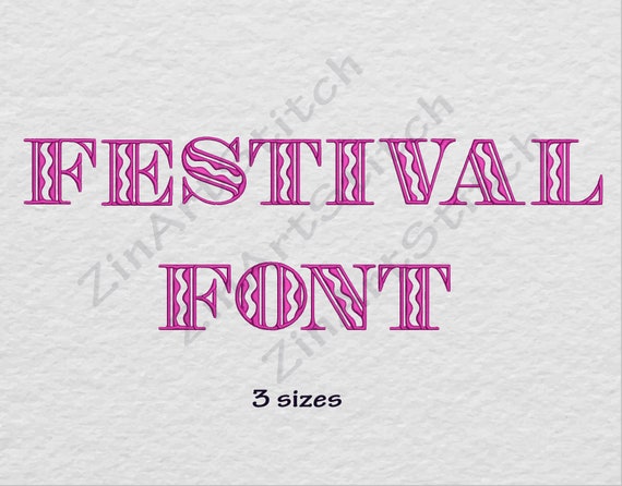 Festival Font Embroidery Design Monogram Alphabet 3 Sizes 8 | Etsy