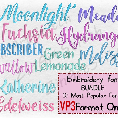 Bundle 10 Best Sellers Embroidery Fonts Embroidery Fonts Pack - Etsy