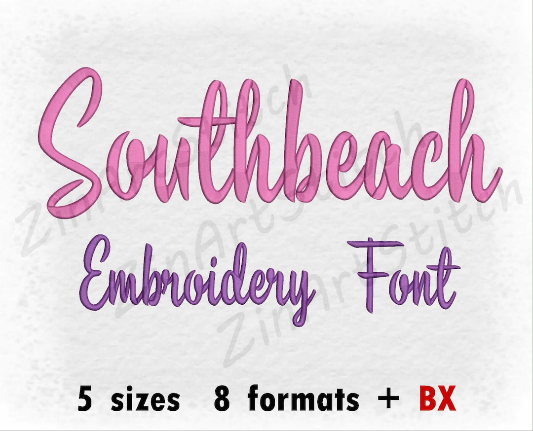 Southbeach Embroidery Font - Machine Embroidery Design - Instant ...