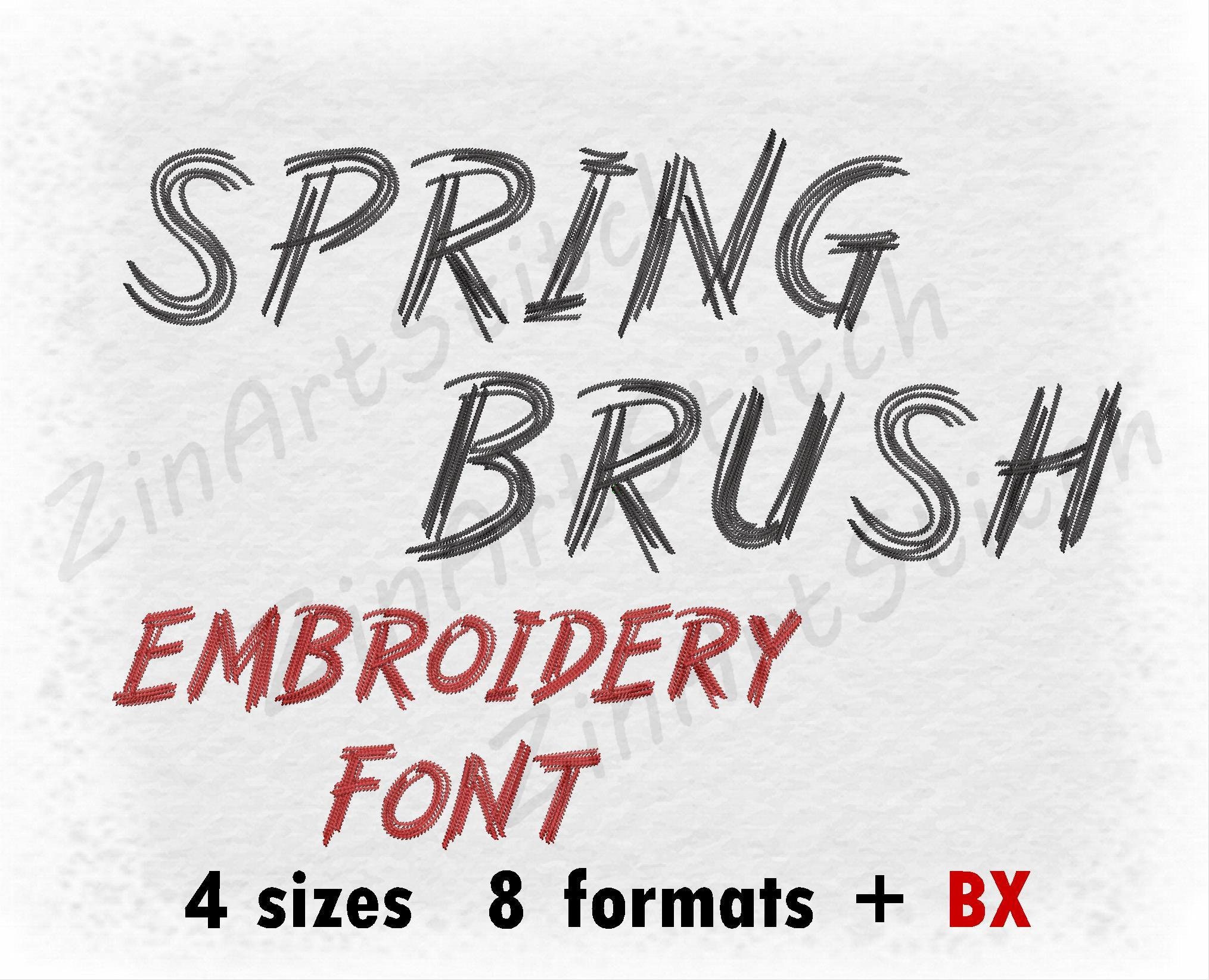 Spring Brush Embroidery Font Machine Embroidery Design Stem - Etsy