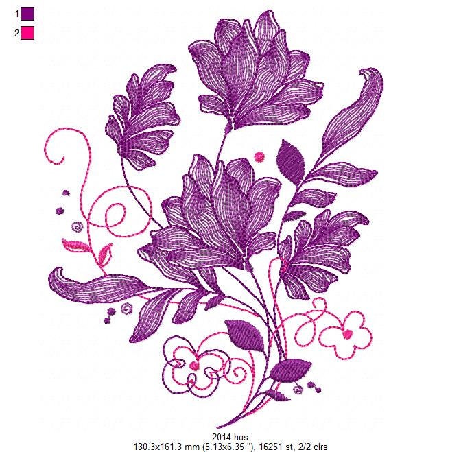 Floral Machine Embroidery Machine Embroidery Design Flowers | Etsy