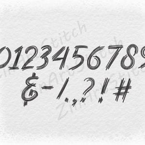 Spring Brush Embroidery Font - Machine Embroidery Design - Punctuations and Numbers - Instant ...